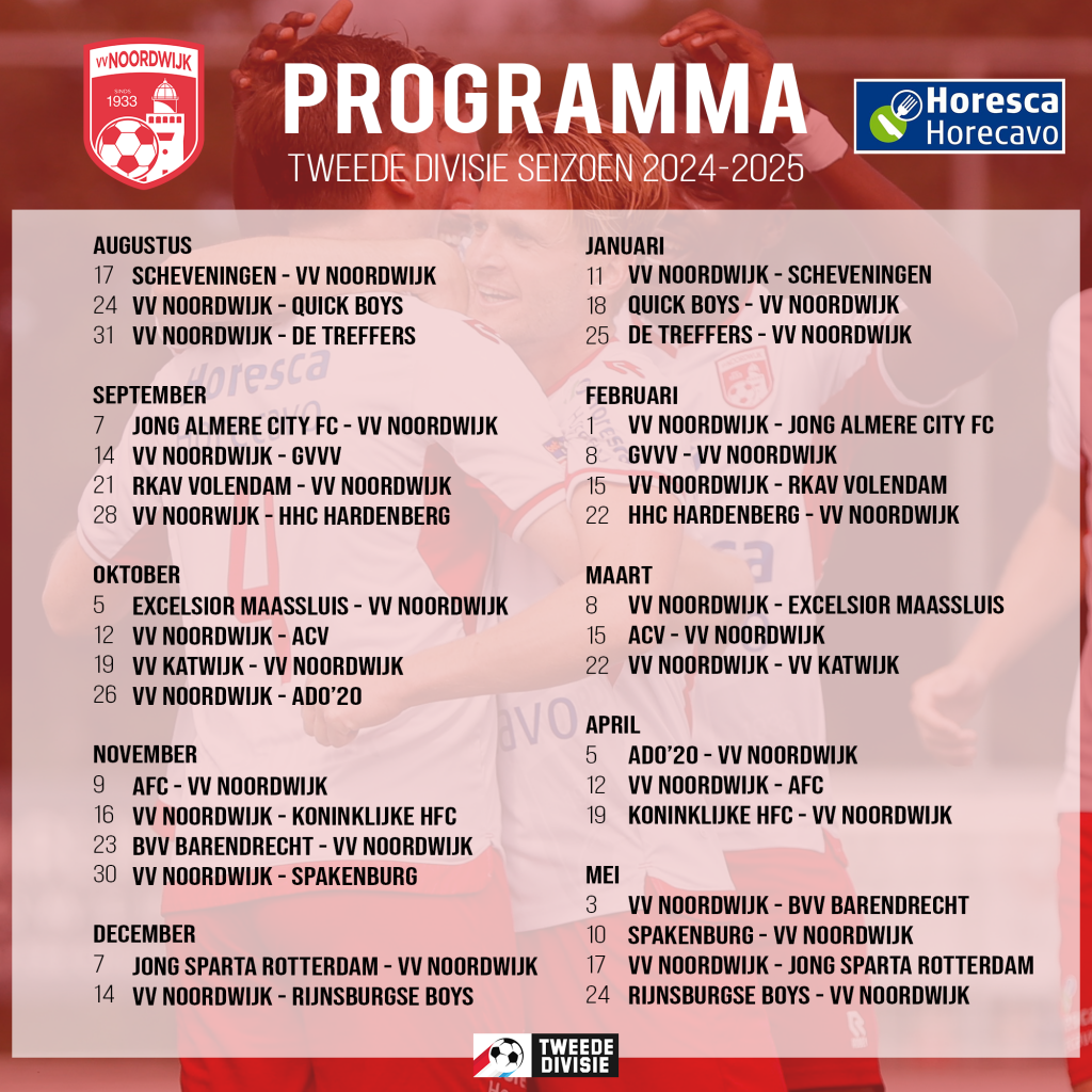 Complete Programma seizoen 2024-2025 | vv Noordwijk