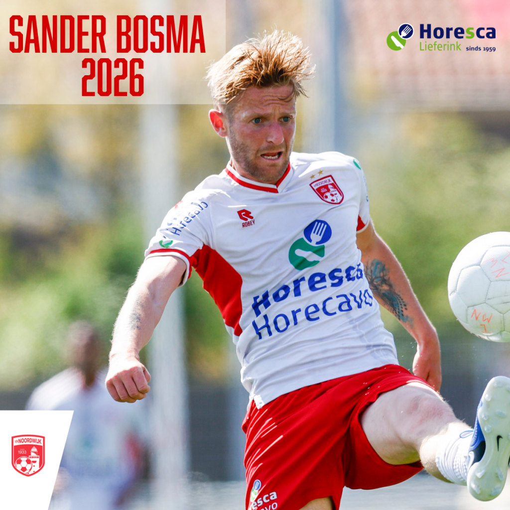 Sander Bosma ook volgend seizoen in het rood-wit | vv Noordwijk